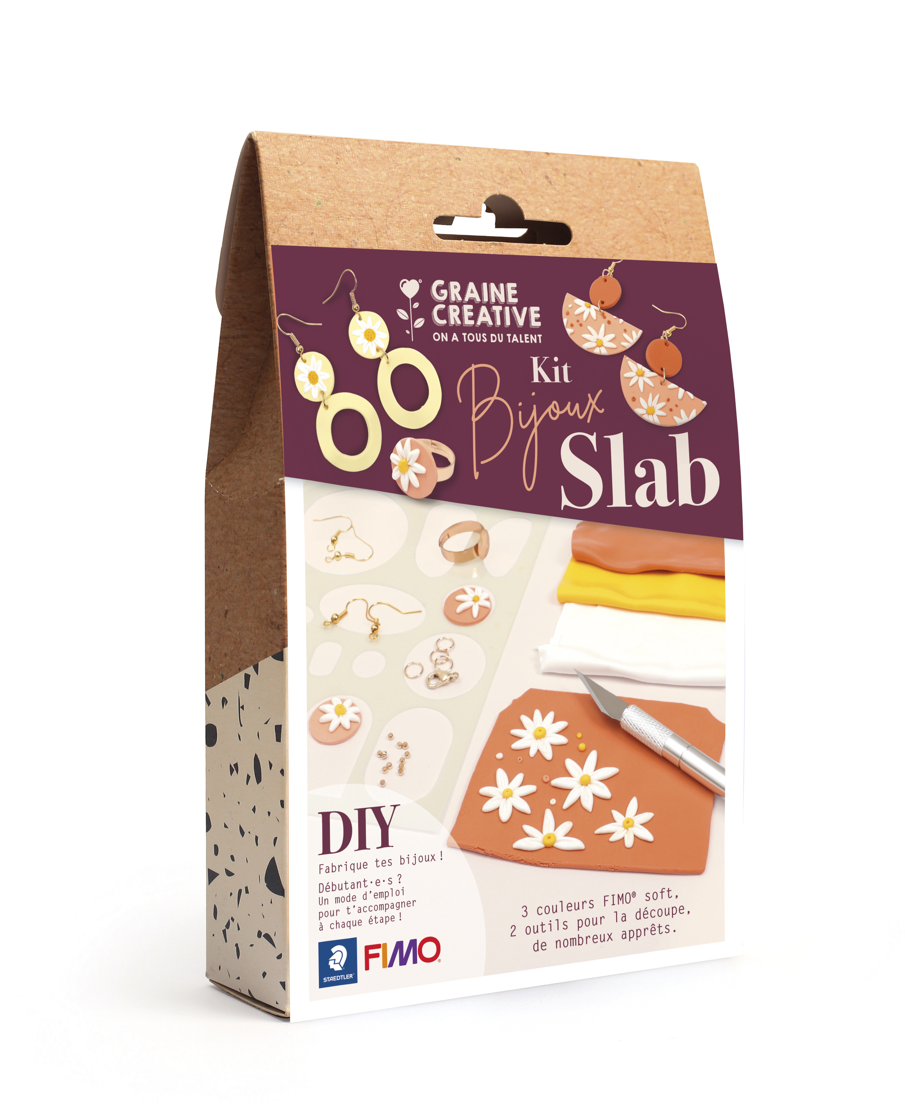 Kit FIMO bijoux Slab Fleuri - Graine Créative